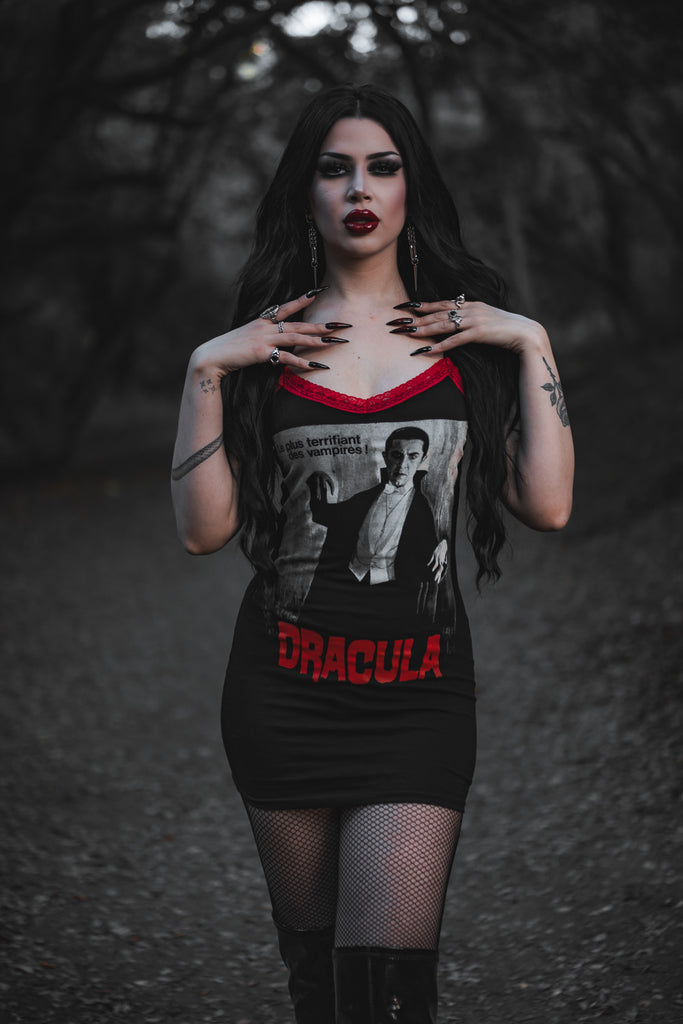 Dracula Red Lace Strap Dress - Vera's Eyecandy