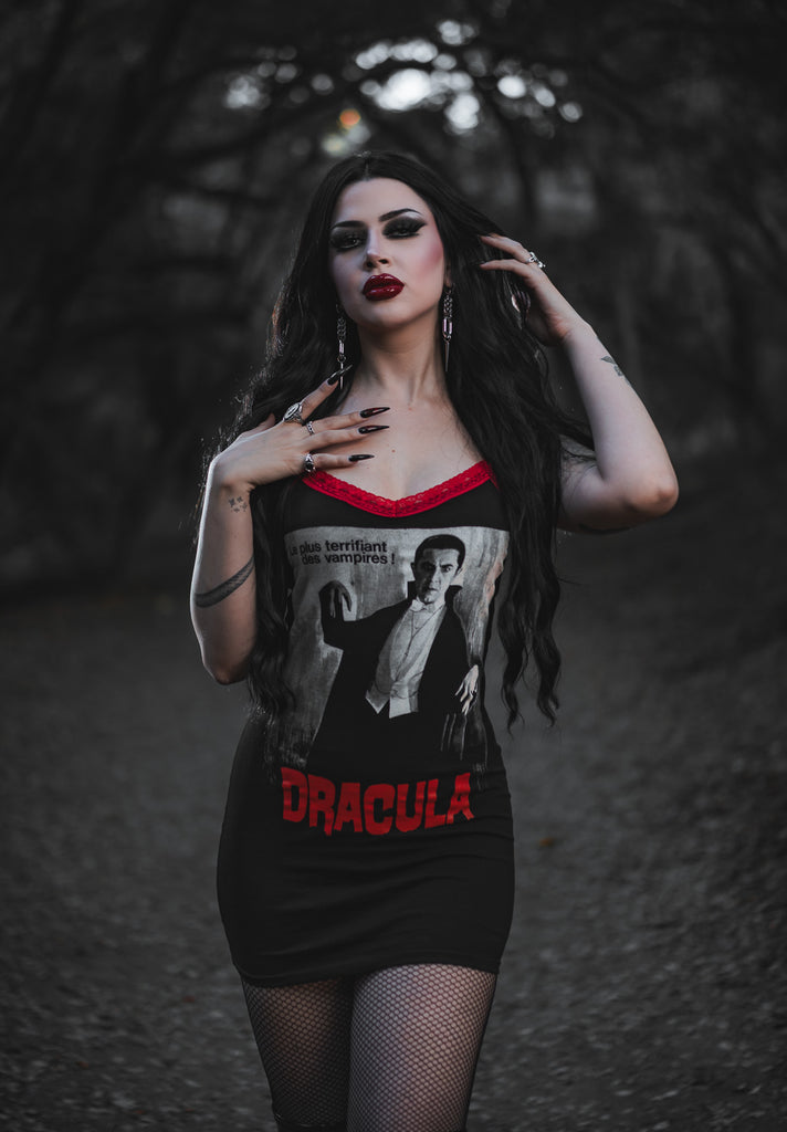 Dracula Red Lace Strap Dress - Vera's Eyecandy