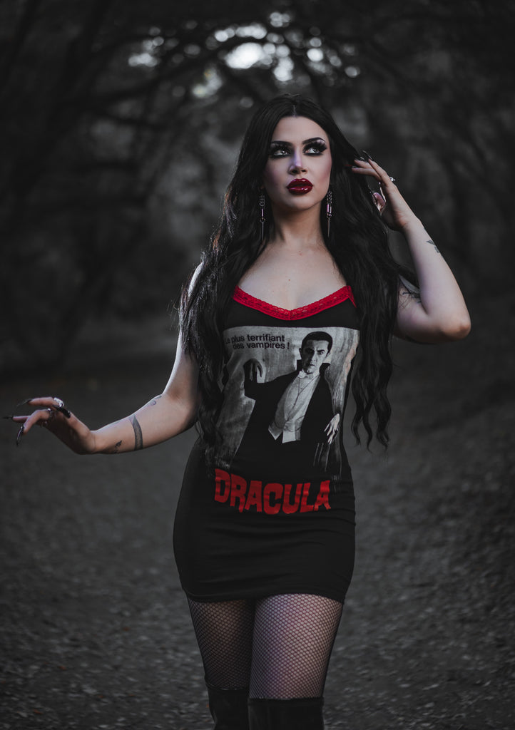 Dracula Red Lace Strap Dress - Vera's Eyecandy