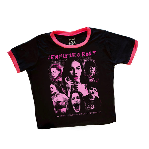 Jennifer's Body Ringer Tee (Pink design) - Vera's Eyecandy